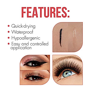 DUO Adhesives 2-in-1 Brush On Clear & Dark Adhesive, Dual-Ended Two Color Choice False Eyelash Adhesive Solution for Strip Lashes, 0.18 oz 1-Pack