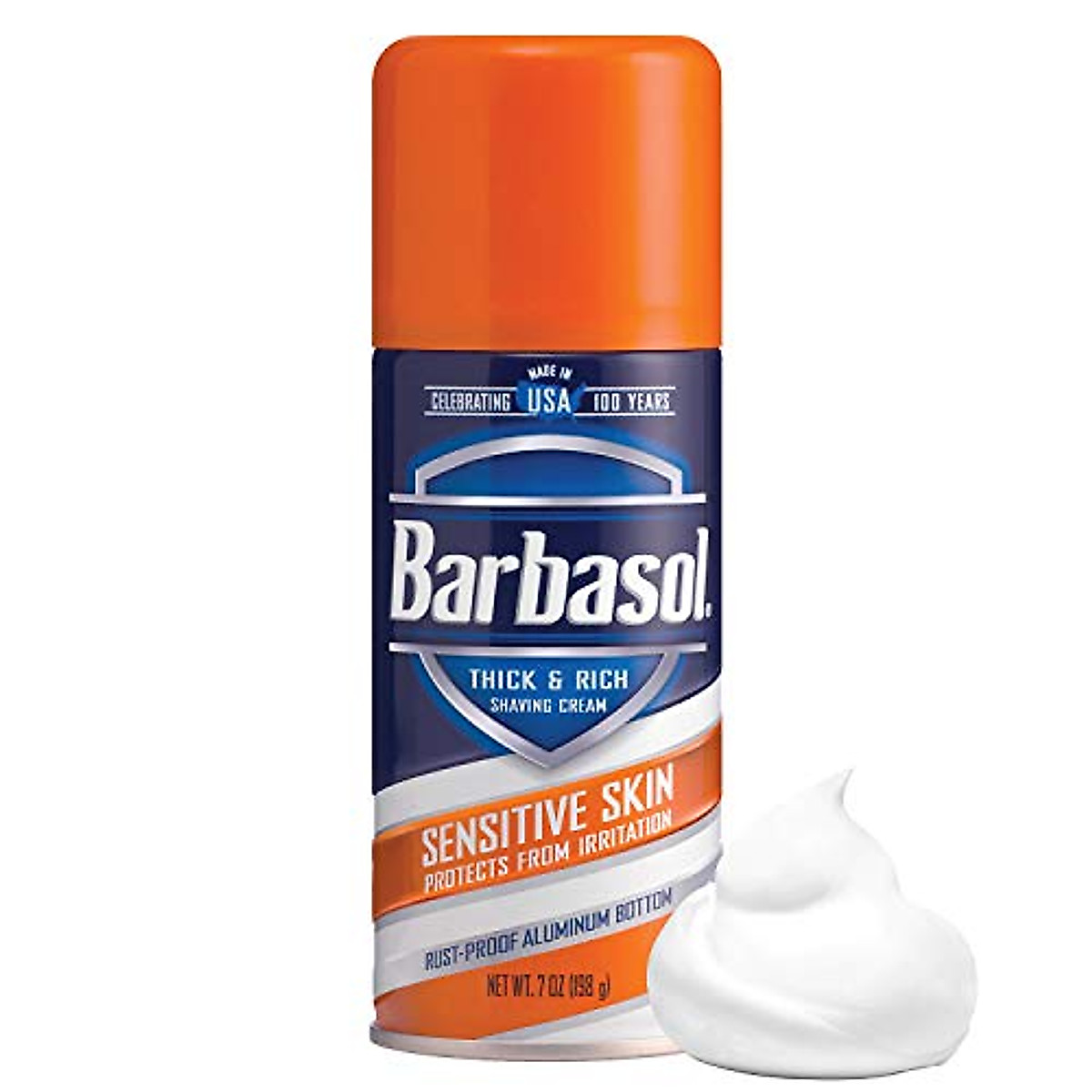 Barbasol Sensitive Skin Thick and Rich Shaving Cream, 7 Ounce, Pack of 6