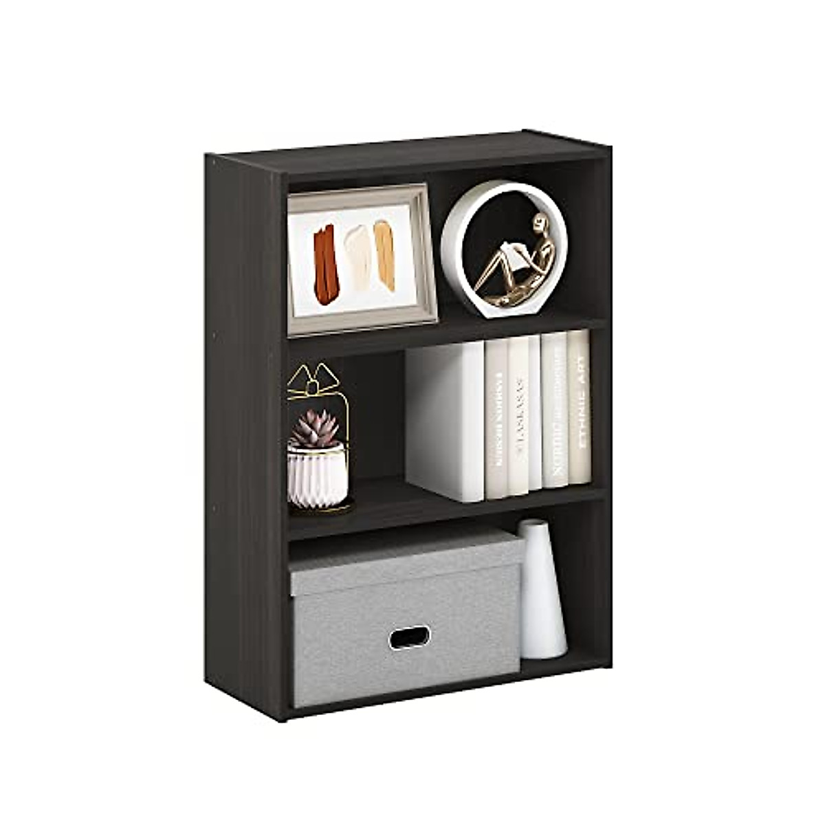 Furinno Pasir 3-Tier Open Shelf Bookcase, Espresso