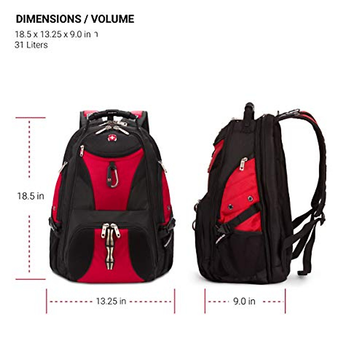 SwissGear 1900 Scansmart TSA 17-Inch Laptop Backpack, Black/Red