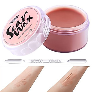 Spooktacular Creations 2.5 Oz Halloween Wax Kit for Adult and Kids, Scar Fake Modeling Wound Skin Wax with Spatula for Special Effects Body Paint SFX Makeup