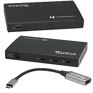 Plugable Thunderbolt 4 Hub, Data, Video, and Power on All Ports - 40 Gbps, USB-C to 4K HDMI Adapter, Laptop Charging, Compatible with Mac, Windows, Thunderbolt 4, USB4, Thunderbolt 3, USB-C Devices
