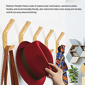 HAIBEIR Wooden Hat Hooks, Wall Mounted Natural Wood Hooks Vintage Single Wall Wooden Rack Hangers for Hanging Clothes, Bag, Hats, Towel, Scarf(Pack of 2pcs)