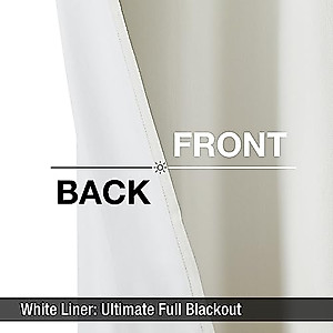 White Full Blackout Curtains for Living-Room with White Coating, Linen Textured Thermal Insulated Window Treatment Set for Bedroom Guest Room Hotel Energy Saving Curtain Panels Grommet Top 40"x84" 2pk