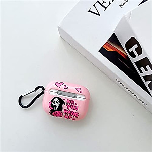 New Cartoon Screaming Ghost face Airpod pro Case 2nd Generation Case Cover for Funny Airpod pro 2 Skins Cool Horror Design Protective Cover（2023） (Pink Doctor)