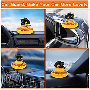 Zelobely Ducks for Cars - Rubber Duck for Dashboard of Car, Yellow Duck Car Dashboard Decorations, Squeak Ducks Car Ornaments Car Décor Accessories with Hat Swim Ring Necklace Sunglasses for Décor