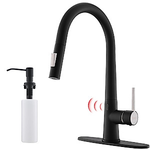 Black Touchless Kitchen Faucet with Soap Dispenser 1270