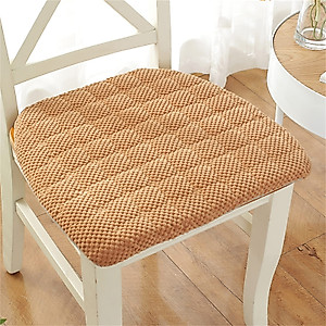 Seat Pads for Dining Chairs Set of 2, with Ties Anti-Slip Detachable Corduroy Solid Color Chair Cushion for Garden Office Living Room Seat Cushions,Khaki,40*42cm(6pcs)