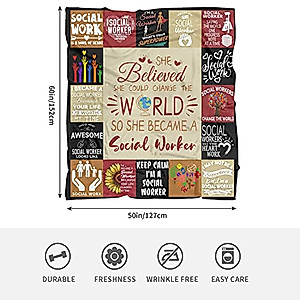 Social Worker Gifts for Women Blanket Birthday for Social Workers Appreciation Graduation Gifts for BSW, MSW, DSW Soft Throw Fleece Blanket 60”x50” in Home Bed Sofa Chairs Dorm