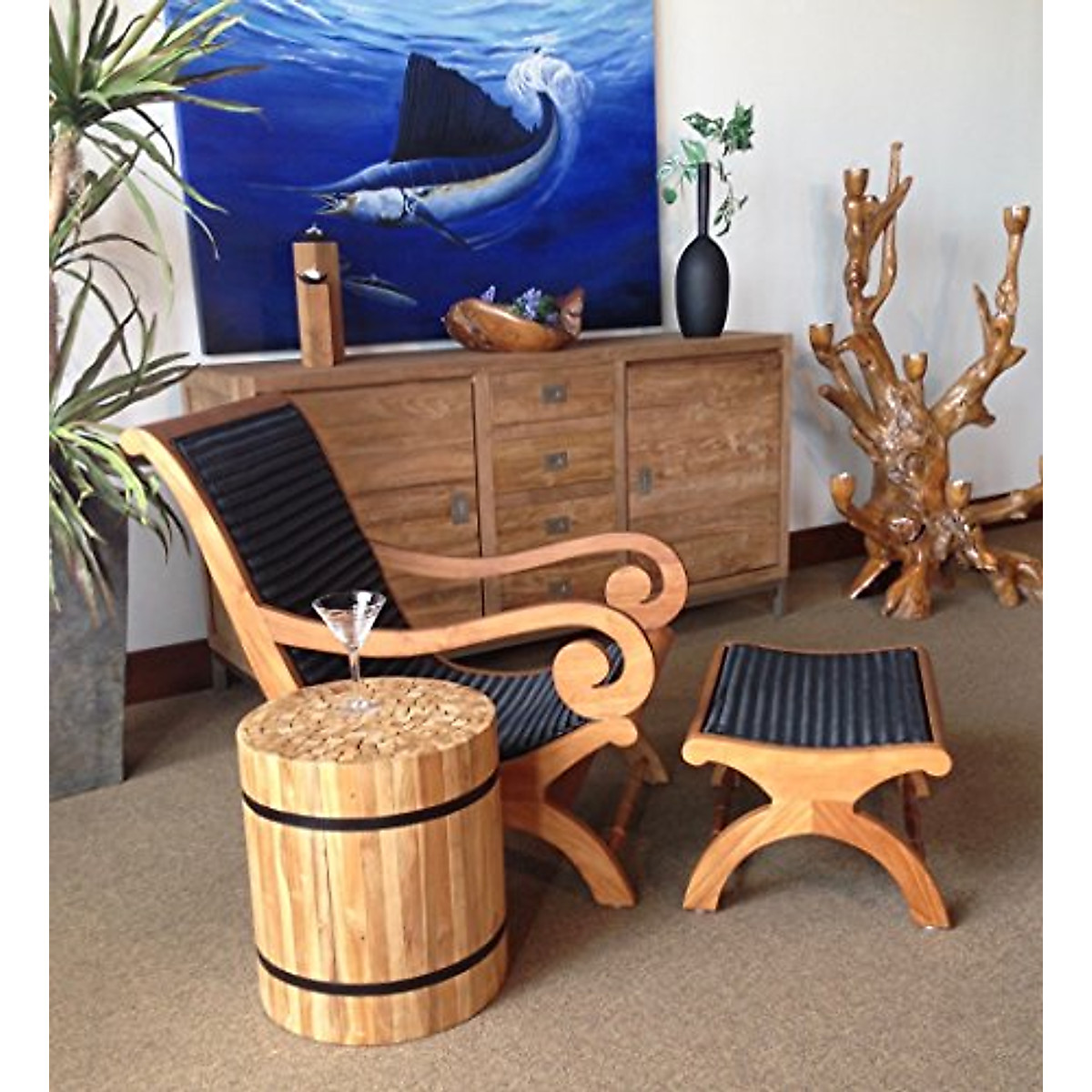 Kenya Teak Lazy Chair Incl. Footstool, Made from Solid A-Grade Teak Wood