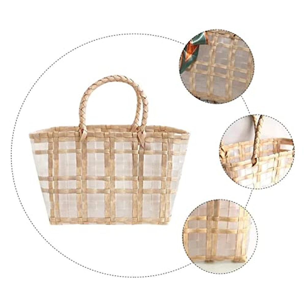 WALTX Round Basket 1Pc Practical Waterproof Durable Shopping Basket Woven Basket for Home Decor Shop Storage Case