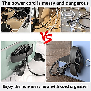 TANAAB Cord Organizer for Kitchen Appliances, 4pack Adhesive Upgraded Cord Wrap Holder Wrapper Winder Keeper for Mixer, Blender, Coffee Maker, Pressure Cooker (Black & Transparent Set)