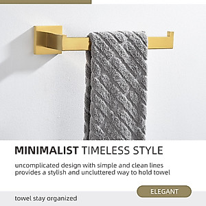 Angle Simple Hand Towel Holder, SUS 304 Stainless Steel Bathroom Towel Hanger Rack for Wall, Brushed Gold, 10.24 Inches
