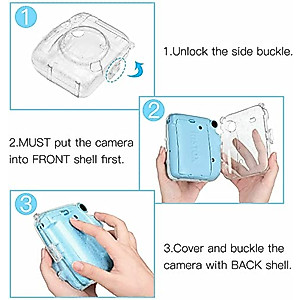 EpicGadget Case for Fujifilm Instax Mini 11 - Clear Hard PVC Protective and Portable Camera Cover with Detachable Adjustable Shoulder Strap