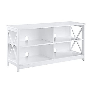 Convenience Concepts Oxford TV Stand, White & Oxford Coffee Table with Shelf, White