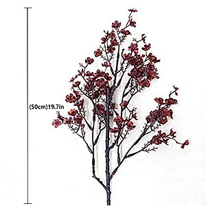 Cratone 6PCS Artificial Hydrangea Babys Breath Fabric Cloth Faux Flowers Fake Silk Plants Real Touch Flower Bouquets for Halloween Wedding Party Home Garden Decor (Autumn Red)