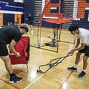 PowerNet Volleyball Wheeled Cart | Portable Hammock Ball Cart | Collapsible Rolling Training Equipment Basket | Lightweight Bin | Great for Multisport Use