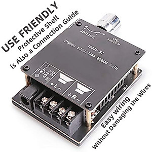 DAMGOO Bluetooth Amplifier Board, 100W+100W Peak Output Power, 2.0 Channel DC:8-24V, Password Free Connect, BT 5.0 AMP Board for DIY Wireless Speakers Board