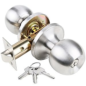 GSCZ Door Knob with Key for Bedroom Door Locks with Keys, Stainless Steel Doorknob with Lock and Key, Ball Door Handle with Key Doorknob with Lock and Key