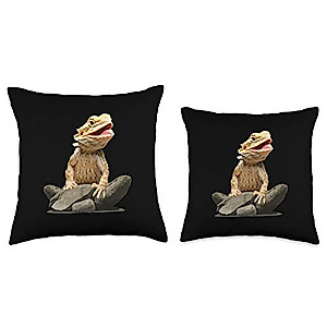 Bearded Dragon Art Design Bearded Dragon Art Youth Gecko Lizard Animal Throw Pillow, 18x18, Multicolor