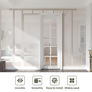 EaseLife 5FT/60in Sliding Pocket Door Hardware Kit,Commercial Grade,Aluminum Box Rail Kit,Slide Smoothly Quietly,Easy Install,No Door (60" Track Kit for 23"~30" Wide Single Door)