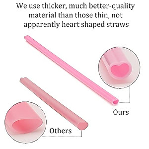 Kitchnacc 100 Pack Heart Shaped Hard Plastic Reusable Cute Straws Individually Wrapped for Cocktail Birthday Party Bridal Shower Wedding Supplies – (Yellow, Blue, Red, Pink)