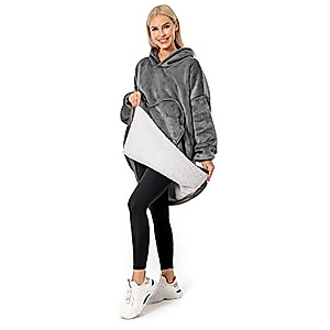 Birity® Wearable Blanket Hoodie Newest,Oversized Hoodie Blanket in Sherpa Warm Plush Fleece,Fashion Super Soft Heart Large Pocket Hooded Sweatshirt,One Size Fits All Men,Women,Teens,Adults,Seniors.