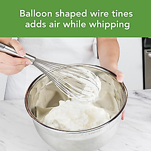 Stainless Steel Whip Whisk Set, 9" & 11" - Kitchen Balloon Whisks for Cooking, Blending, Mixing, Stirring, Whipping & Beating - Whisking Tool as Mixer, Frother & Stirrer - Dishwasher Safe - Set of 2