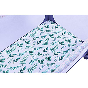 Pack n Play Sheets 2 Pack for Baby Unisex, Stretchy Jersey Knitted Portable Mini Crib Sheets Playard Mattress Cover for Baby Boys and Girls, Watercolor Green Botanical Leaf