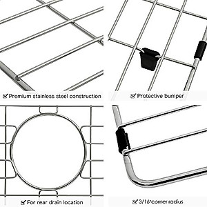 Zeesink Sink Grid and Sink Grate Size 28 3/4" X 15 3/4",Kitchen Sink Protector,Sink Bottom Grid Rear Hole,Sink Grid for Single Bowl Kitchen Sink