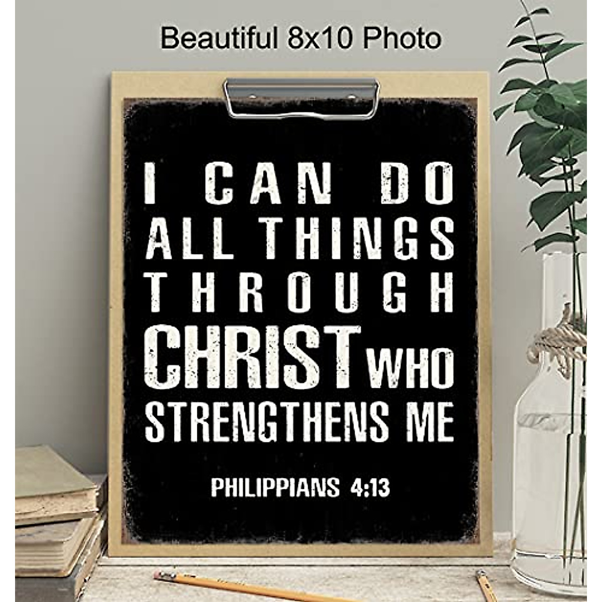 Religious Christian Wall Art & Decor - Catholic Gifts for Men - Scripture Wall Art - Jesus Wall Decor - Bible Verses Wall Decor - Inspirational Spiritual Gifts - I Can Do All Things Through Christ