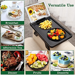 BAMBOOTRAY Couch Arm Table,Sofa Clip on Tray for Armrest Tray with Phone Holder,Couch Table for Living Room Bedroom (Large Black, 15.3" D x 9.8" W x 1.7" H)