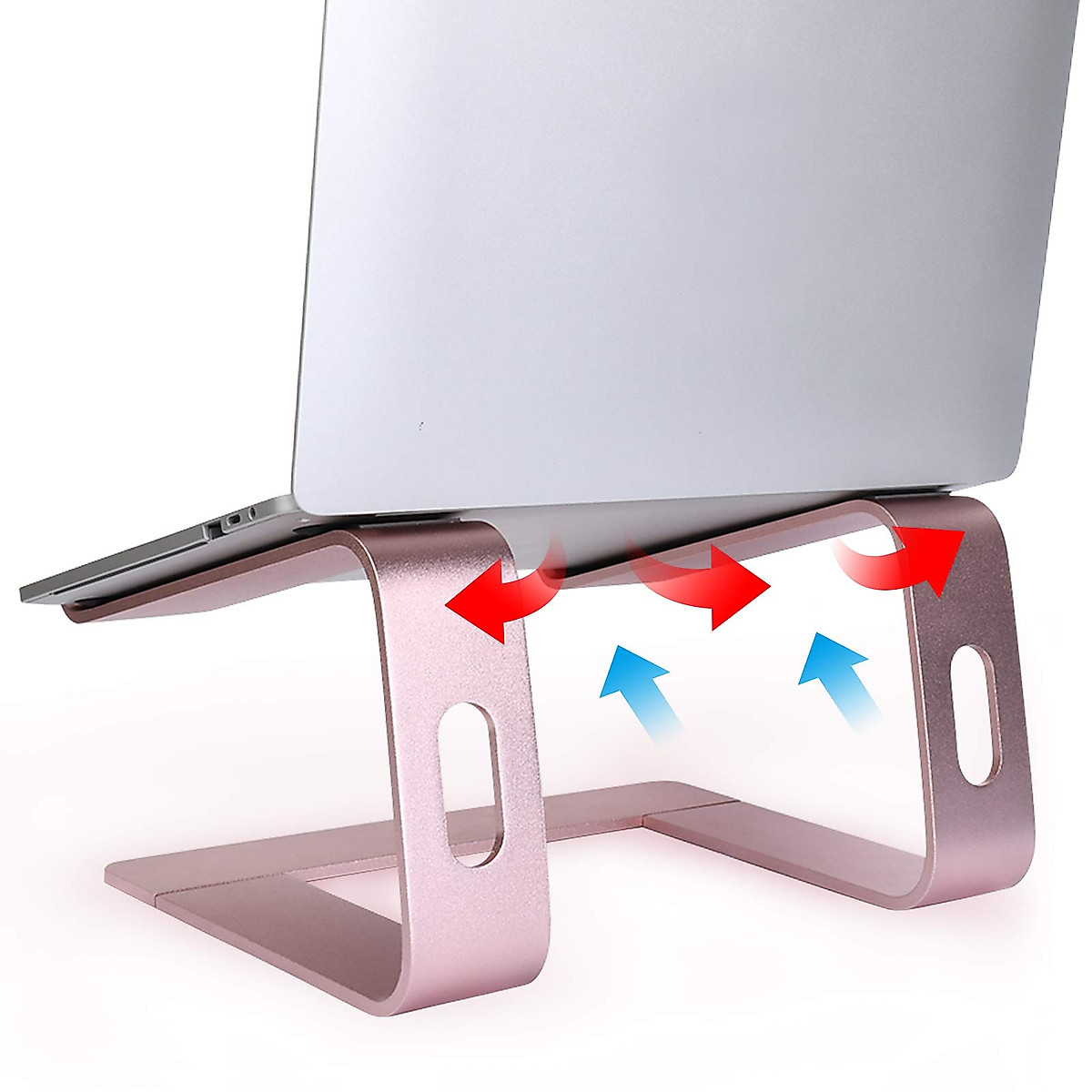AMOTIE Laptop Desk Stand, Ergonomic Aluminum Laptops Elevator for Desk, Notebook Holder Stand Compatible with MacBook Pro/Air HP Lenovo Samsung Huawei ，All 10-15.6" Laptops，Pink Gold