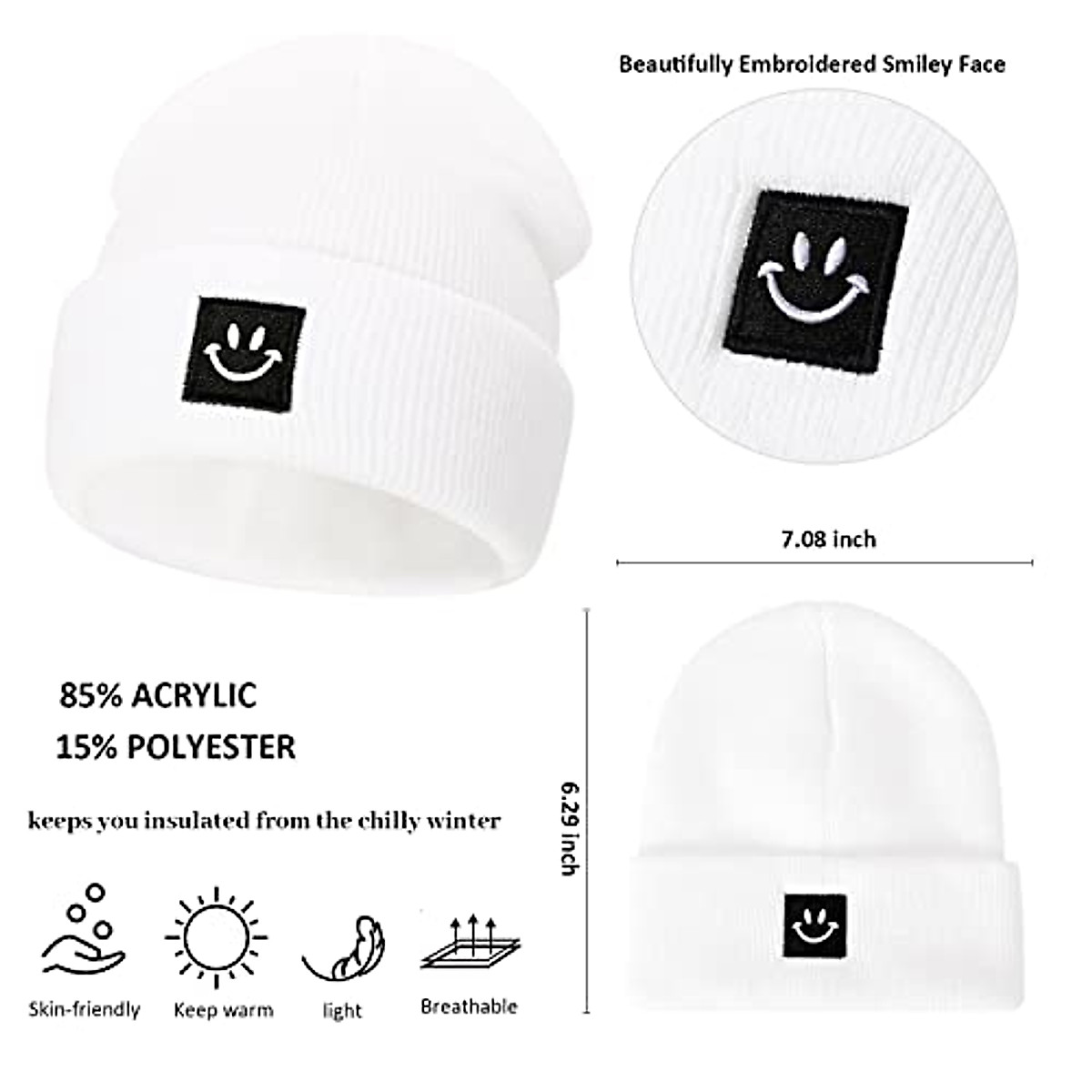 Parent-Child Beanie Hat,Mother & Baby Daughter/Son Winter Warm Knit Hat for Girls Boys SOFE Beanies Cap (2pcs- Dark Blue)