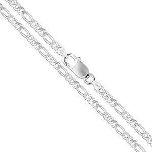 Sterling Silver Diamond-Cut Figaro Link Chain 4.5mm Solid 925 Italy Necklace 20"