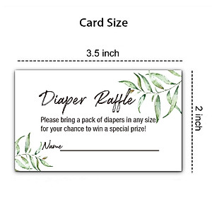 50 Greenery Diaper Raffle Tickets for Girl or Boy Baby Shower Invitations, Baby Shower Games, 3.5" x 2" with Name Line