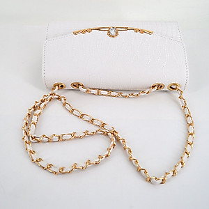 Sun Kea Women's Faux Leather Shoulder Bag Small Gold Chain Quilted Cross Body Handbag Clutch Vintage Evening Bag