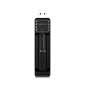 ANVOW Rechargeable Battery Charger for AA AAA AAAA N NiMH Household Batteries, Single-Slot
