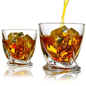 ELIDOMC 10OZ Whiskey Glasses With luxurious Giftbox, Sturdy Set of 4 Cocktail Glasses With Weighted Bottom, Perfect Whiskey Gifts for Men to Drink Whiskey Scotch Cocktail Vodka Bourbon