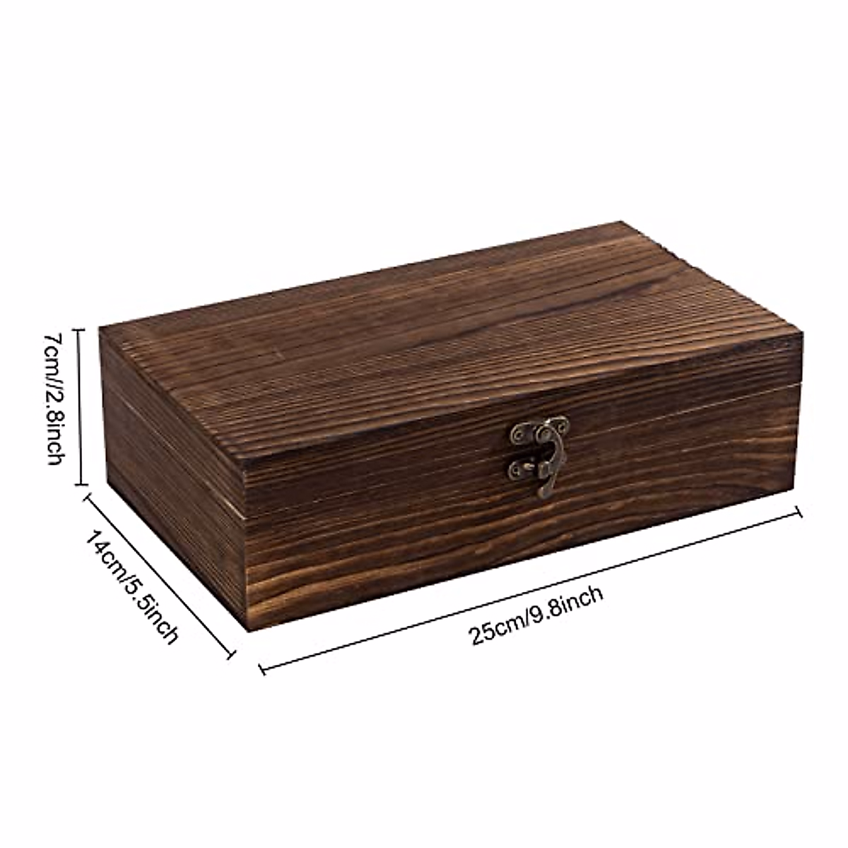 Dedoot Unfinished Wooden Box with Hinged Lid 9.7x5.5x2.7 Inch Rectangle Keepsake Box Clasp Wood Box, Storage Box for DIY Crafts, Home Deocration, Jewelry,Brown
