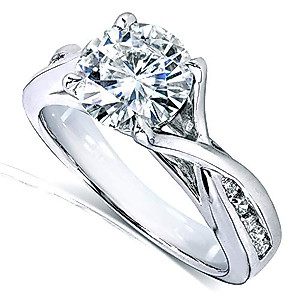Kobelli Forever One (D-F) Moissanite Twist Engagement Ring 1 1/5 CTW in 14k White Gold, Size 5.5, White Gold