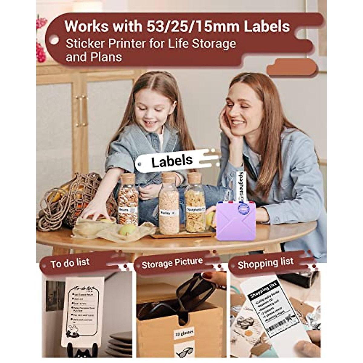 Phomemo M02S Mini Thermal Printer- 300dpi HD Bluetooth Mobile Printer Compatible with iOS and Android, Work with 3 Size Papers, Photo Printer for Plan Journal, Travel, DIY Cards, Gift, Purple