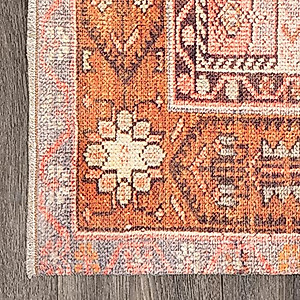 nuLOOM Kamila Tribal Machine Washable Runner Rug, 2' x 8', Orange
