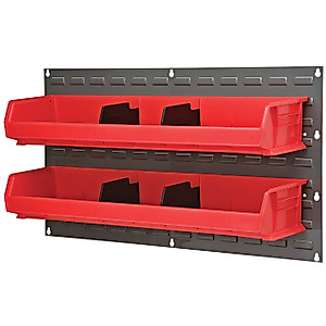 Akro-Mils 30136 Louvered Steel Wall Panel Garage Organizer, (36 x 19-Inch), Grey, (1-Pack) & 30210YEL AkroBins Plastic Storage Bin Hanging Stacking Containers, (5x 4x 3Inch), Pack of 24, Yellow