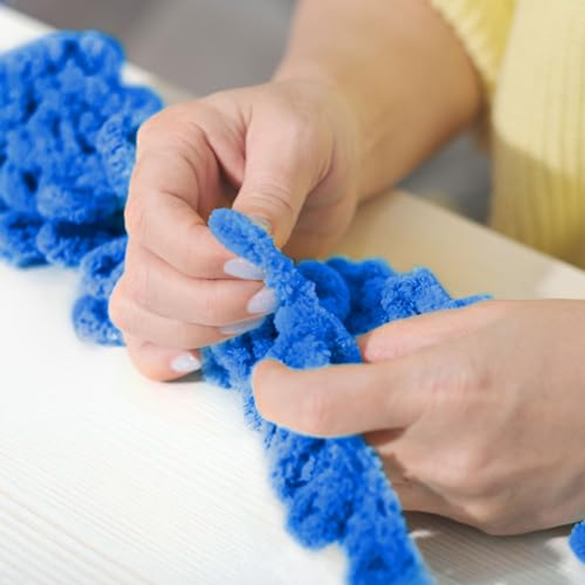 Timgle 12 Pack Fluffy Bulky Velvet Chunky Yarn Blanket Jumbo Chenille Yarn for Soft Throw and Blankets, Arm Knitting, Crocheting and DIY Crafts and Projects,35 Yards Each(Blue)