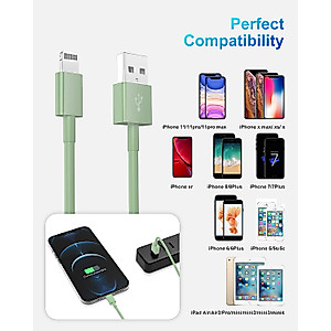 4 Pack [Apple MFi Certified] Apple Charging Cables 6ft, iPhone Chargers Lightning Cable 6 Foot, Fast iPhone Charging Cord for iPhone 14/14Pro/13/13Pro/12/11/11Pro/11Max/ X/XS/XR/XS Max/8, ipad(Green)