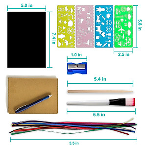 Scratch Art for Kids, 118 PCS Rainbow Scratch Paper Set Black Scratch it Off Paper Art Crafts Notes Sheet for Children Girls Boys Fun DIY Toy Birthday Game Christmas Easter Craft Gifts