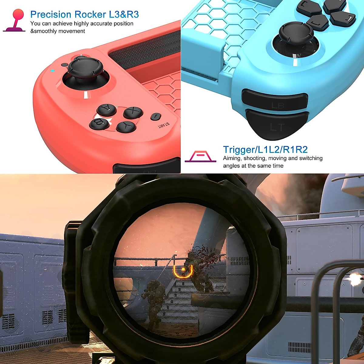 Joso Phone Controller for Android, iPhone, Direct Play, 15 Hours of Playtime, Support with Case, Game Controller Joystick for Galaxy S23 S22 S21 Ultra, iPhone 14 13 12 Pro Max, COD, Genshin Impact