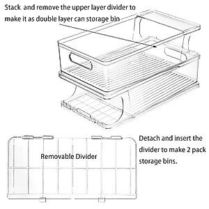 Jucoan 2 Pack Skinny Can Organizer for Refrigerator, Stackable 2-Layer Automatic Rolling Skinny Tall Cans Dispenser Soda Can Holder Storage Bin for Fridge, Kitchen Pantry, Countertops, Cabinets