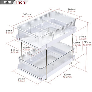 2 Tier Under the Sink Organizer Baskets with Sliding Drawers —Ideal for Cabinet, Countertop, Pantry, and Desktop, for Bathroom, Kitchen, Office,2 Tier Bathroom Counter Organizer Kitchen